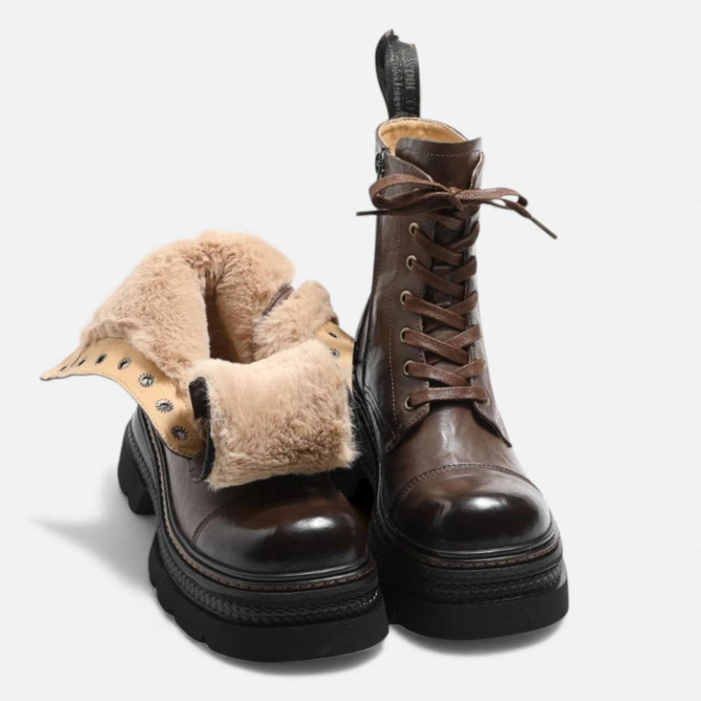 Maison Dresson | Women’s Plush-Lined Winter Lace-Up Platform Boots